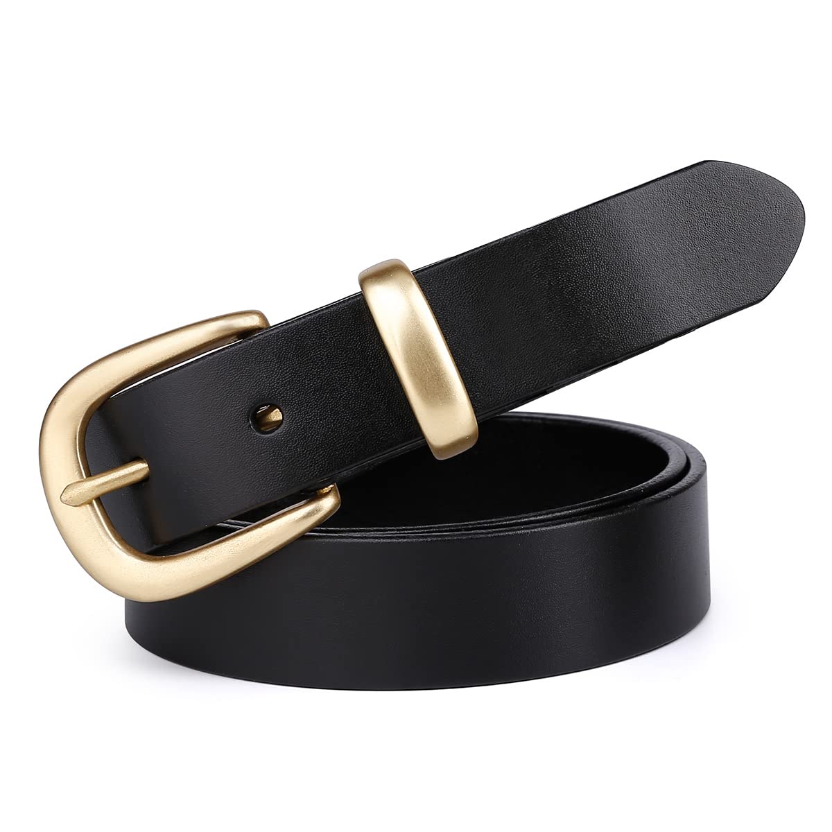Catelles Womens Genuine Leather Belts, 1.1" Width with Gold Buckle for Jeans Dress Pants XS Size 0-2 Black