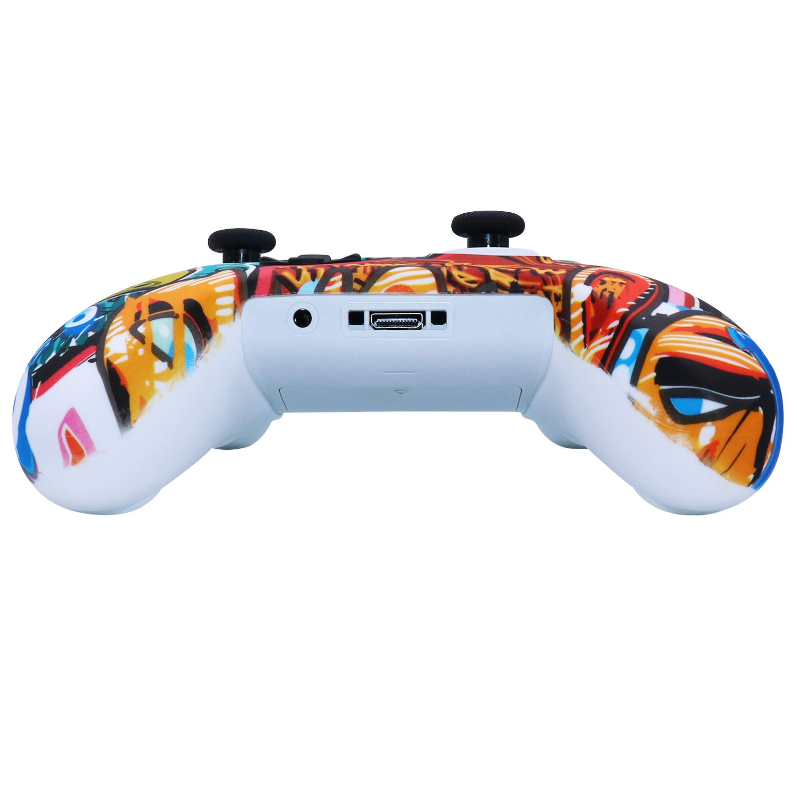 Controller Cover Silicone Skin RALAN,Silicone Gel Controller Cover Skin Protector for Xbox Series Controller (Black Pro Thumb Grip x 8,Cat + Skull Cap Cover Grip x 2) (Octopus White)