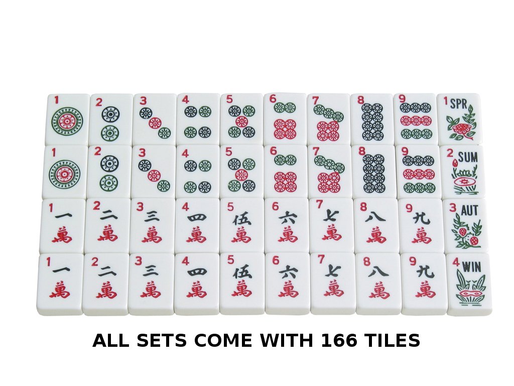 Linda Li New! - American Mahjong Set 166 Premium White Tiles, 4 All-in-One Rack/Pushers, Blue Paisley Soft Bag β Classic Full Size Complete Mahjongg Set