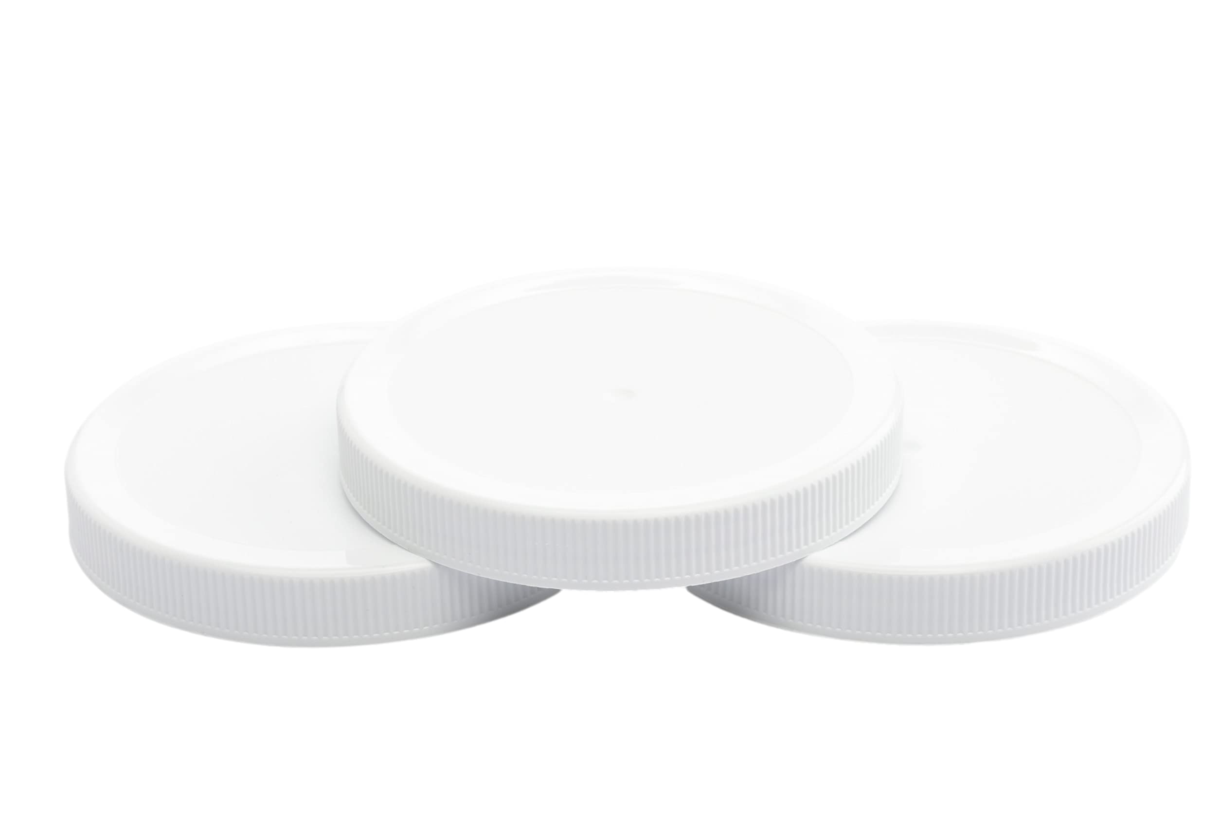 CLEARVIEW CONTAINERS | 110/400 Plastic Replacement Lids | 110mm Caps w/Leak Proof Liner | For Large Glass or Plastic Wide Mouth Jar | Made in the U.S.A.| Food-Grade Storage Caps for Canning Jars (3)