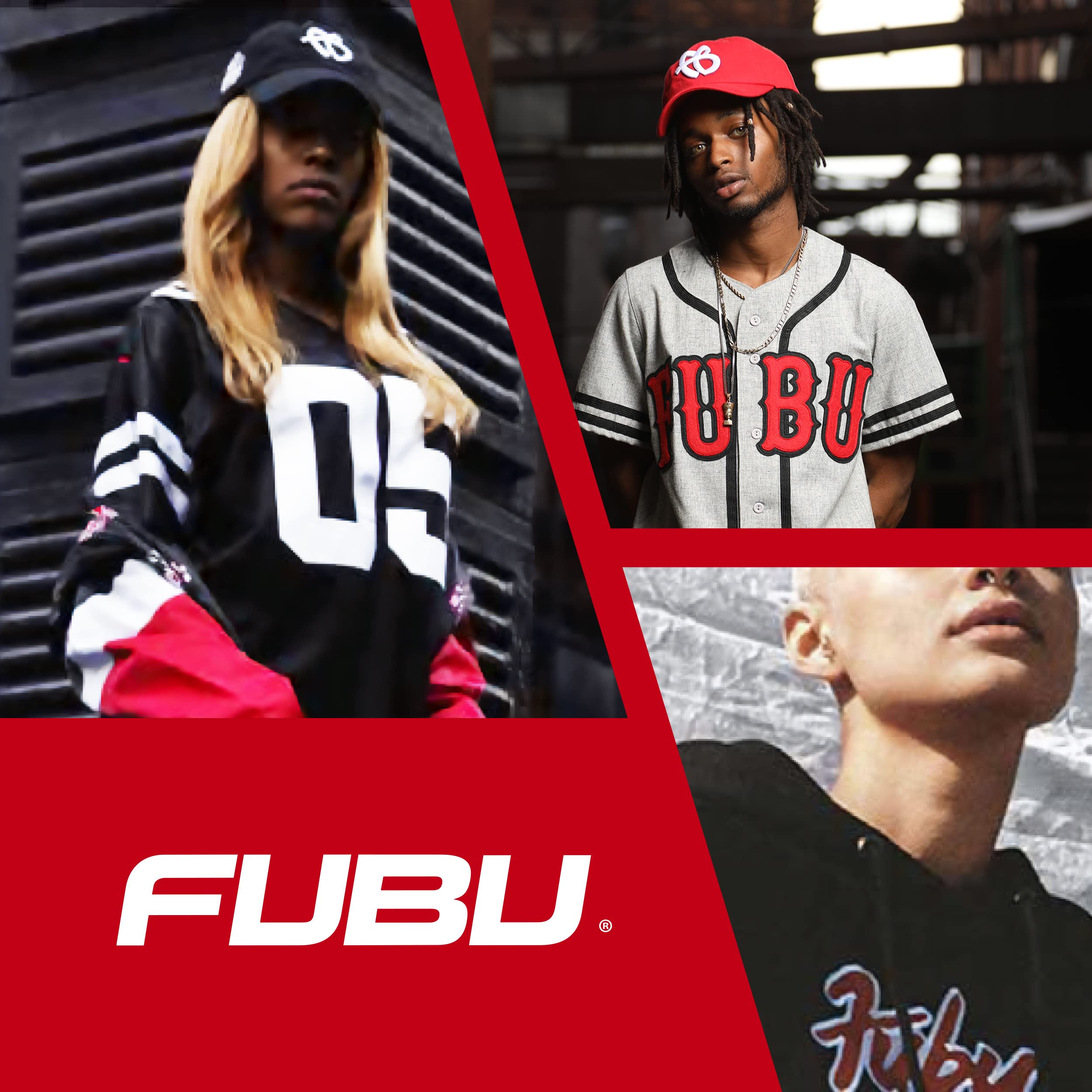 Concept One FUBU Baseball Cap, Active Mesh Adult Flex Fit Hat with Graffiti Style Logo, Curved Brim, Black, One Size