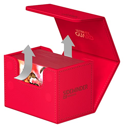 Ultimate Guard Sidewinder 80+, Deck Box for 80 Double-Sleeved TCG Cards, Red, Magnetic Closure & Microfiber Inner Lining for Secure Storage
