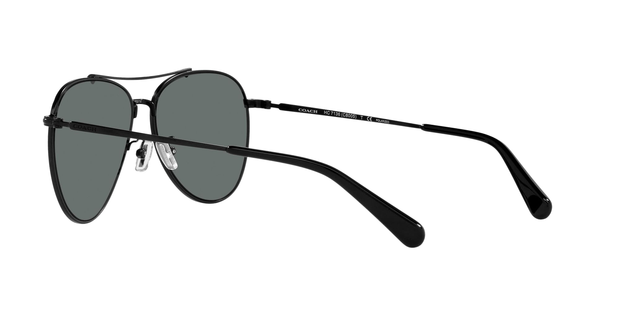 Coach HC7136 Sunglasses, Satin Black/Dark Gray Polarized Solid, 60 mm