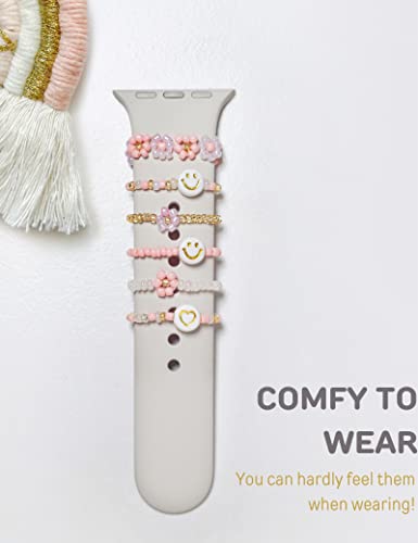 Heesch Watch Band Charms Compatible with Apple Watch Charms for Band Women Beads Decorative Ring Loops Charm for Apple Watch Band Charms Accessories