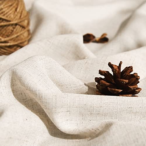 jinchan Beige Kitchen Curtains Linen Tier Curtains 45 Inches Farmhouse Cafe Curtains Light Filtering Flax Country Rustic Bathroom RV 2 Panels Crude