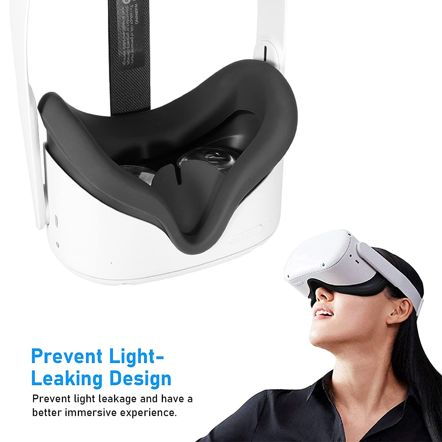 Controller Grip Cover and Face Cover Set for Oculus Quest 2 ,VR Cover Accessories,Anti-Throw Controller Grip Cover,Prevent Light-Leaking Face Cover Pad (Black)