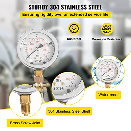 VEVOR Hydraulic Pressure Test Kit, 25/40/60Mpa/11Couplings, Excavator Parts Hydraulic Tester Coupling Hydraulic Pressure Gauge Kit for Excavator Construction Machinery