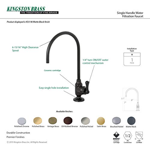 Kingston Brass KS5197AL Royale Single-Handle Water Filtration Faucet, Brushed Brass
