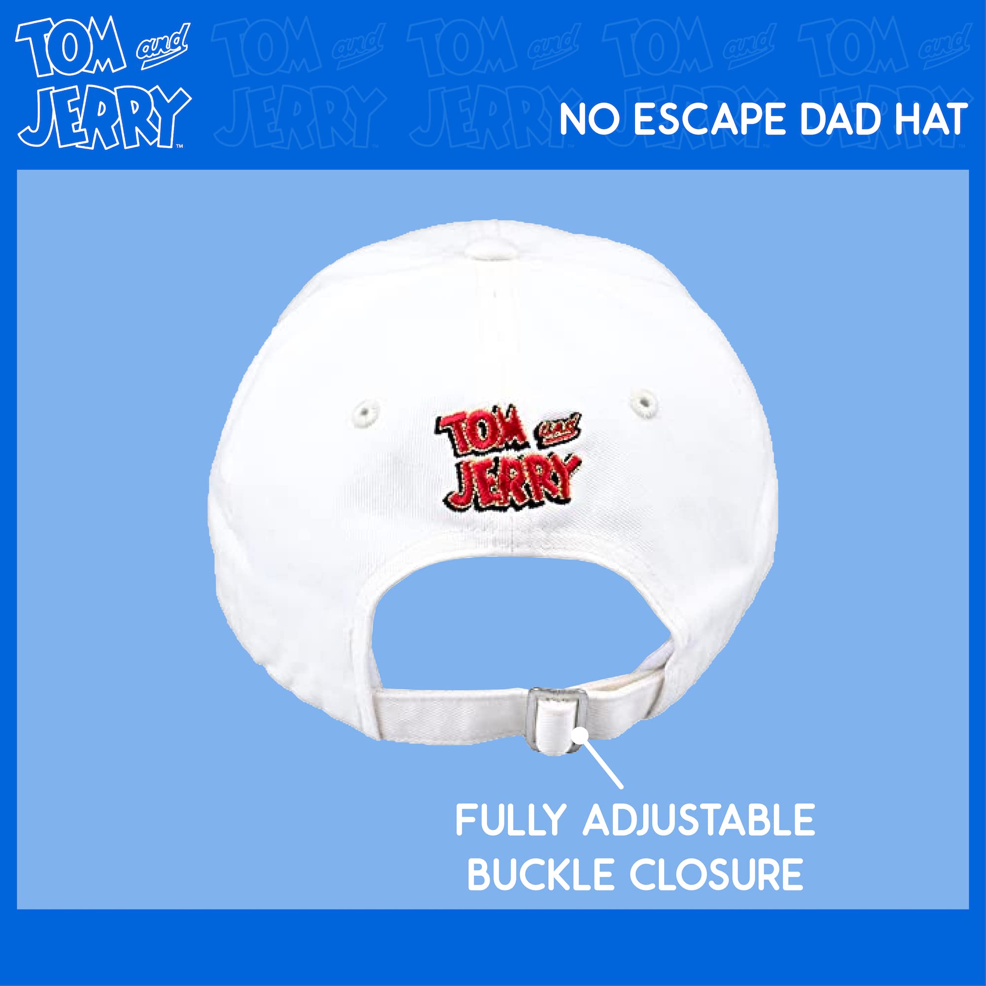 Concept One Unisex Adult Warner Bros Tom and Jerry Hat, No Escape Cotton Adjustable Baseball Cap with Curved Brim, Dad Hat, Beige, One Size US