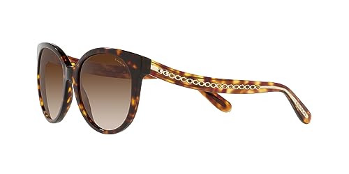 Coach HC8321 Sunglasses, Dark Tortoise/Brown Gradient, 55 mm