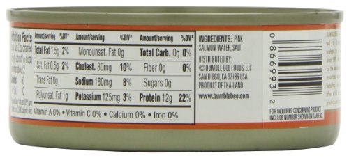 Bumble Bee Foods Wild Pink Salmon Skinless Boneless, 5-Ounce Cans (Pack of 24)