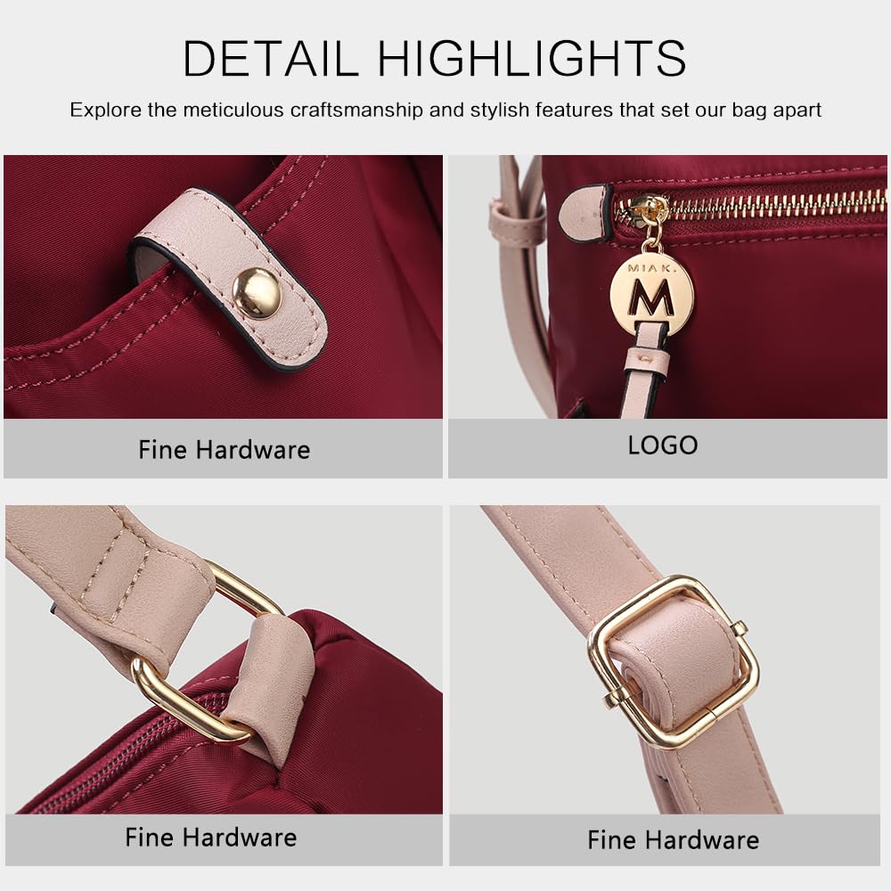 MKF Collection Crossbody Bag for Women, Nylon PocketBook Handbag Shoulder Bag Zipper Purse By Mia K