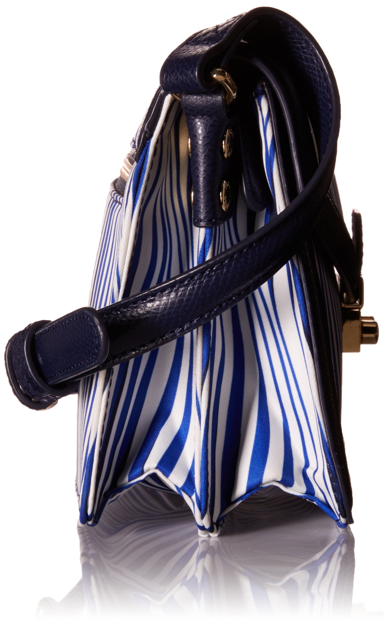 Vera Bradley Women's Faux Leather Tess Crossbody Purse, Wavy Stripe Navy, One Size