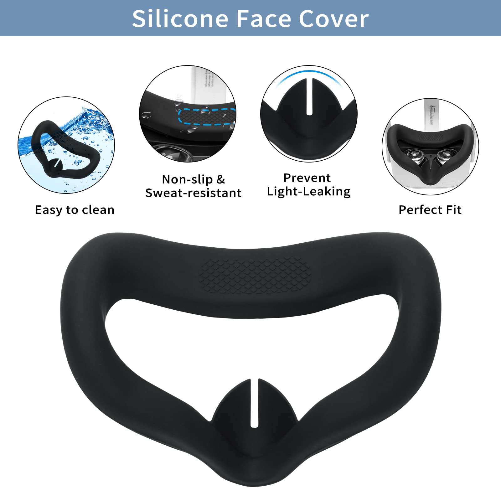 Controller Grips Cover with Face Cover for Meta Oculus Quest 2,Accessories for Oculus Quest 2, VR Silicone Face Cover with Lens Protective Cover, Protect Your VR in All Aspects