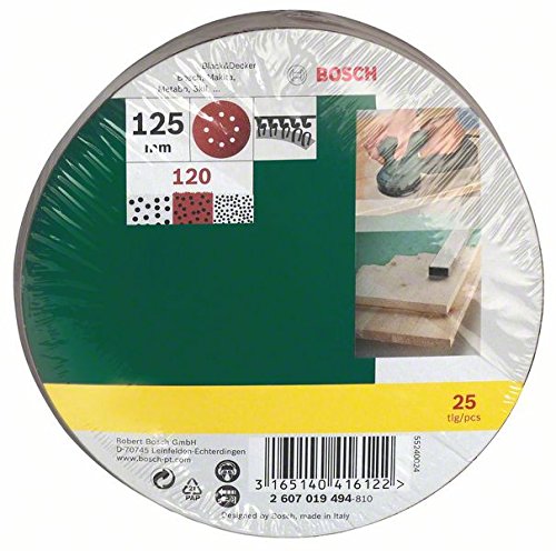 Bosch 2607019494 Sanding Sheet-Set for Eccentric Grinder, 0 V, Red, 125 mm, Set of 125 Piece