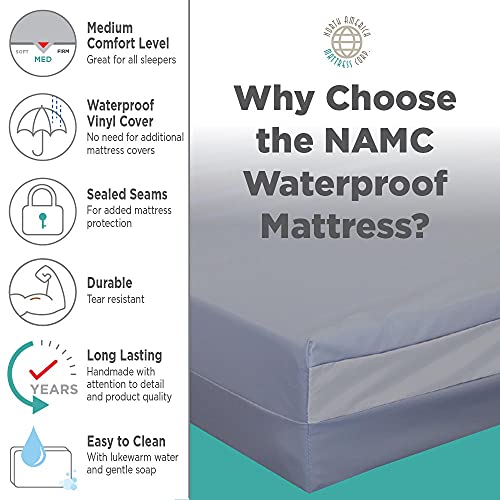 NAMC Urine and Waterproof β Adult Full XL (80" Long) Bedwetting Mattress Grey