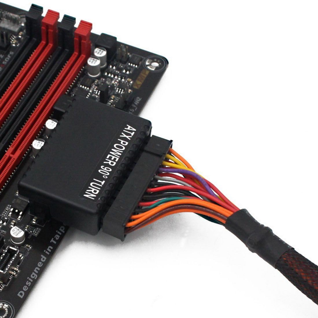 chenyang ATX 24Pin Male to Female 90 Degree Angled Mainboard PSU Power Supply Header Direction Gender Changer Connector Adapter Overmold Type
