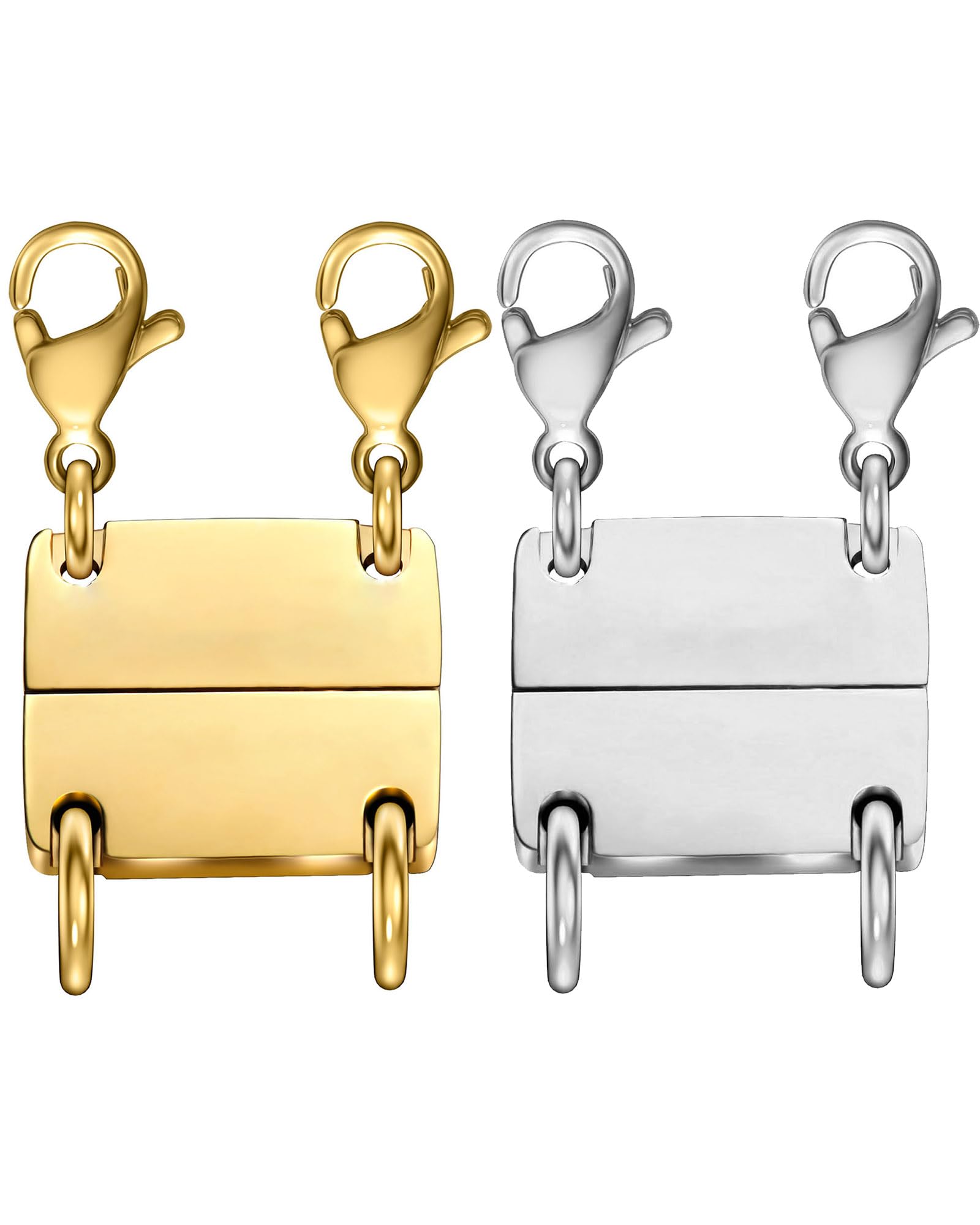 Dailyacc Layering Magnetic Necklace Clasp,18 K Gold and Silver Separator for Stackable Necklaces