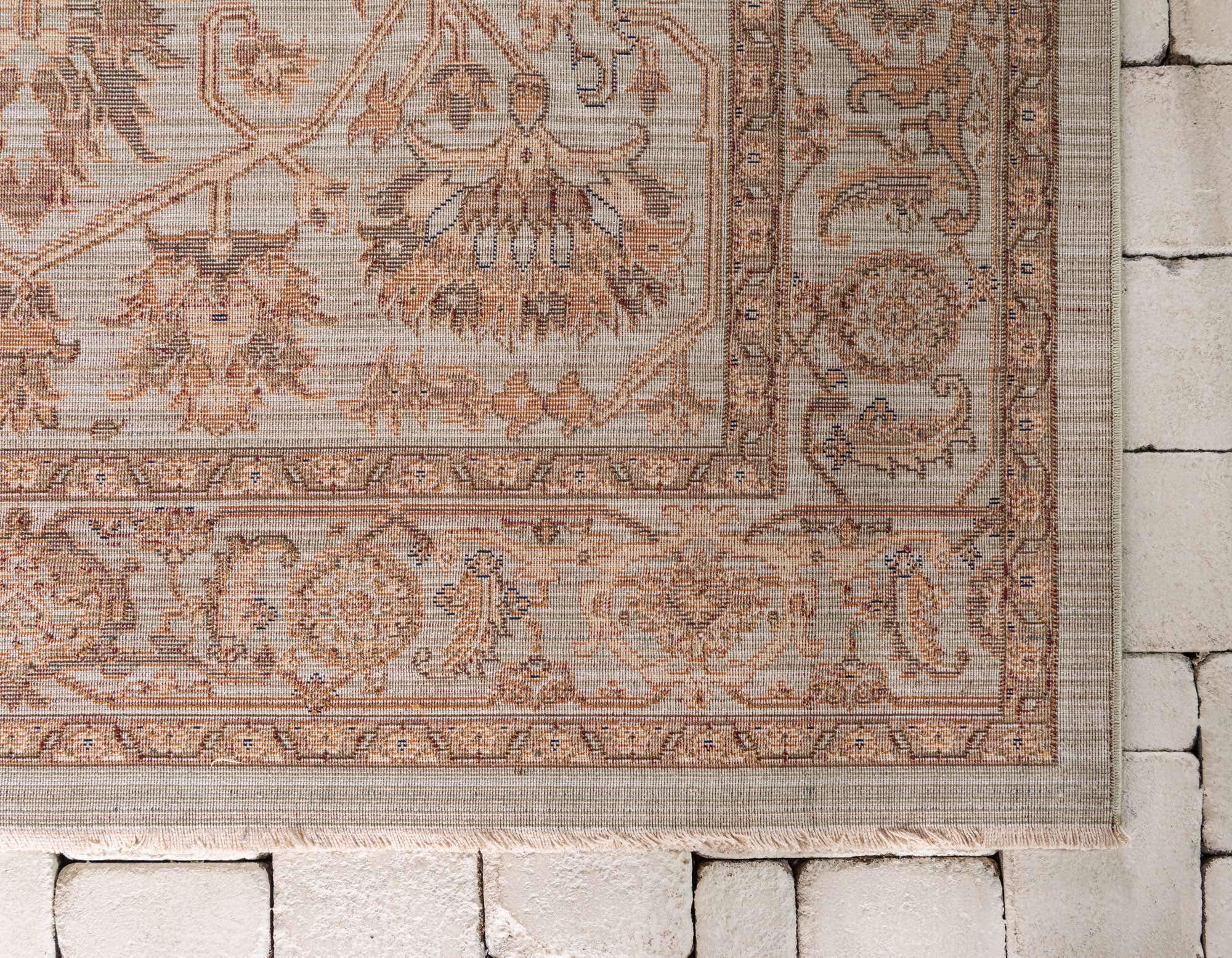 Unique Loom Dorchester Collection Botanical, Border, Traditional Area Rug (4' 5 x 4' 5 Square, Light Green/ Tan)