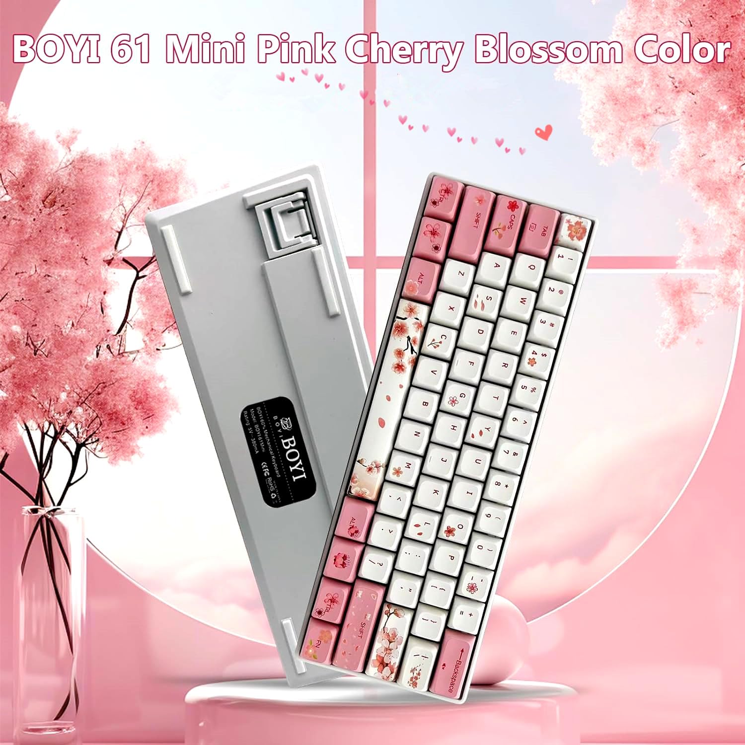 BOYI Wired 60% Mechanical Gaming Keyboard,Mini RGB Cherry MX Switch PBT Keycaps NKRO Programmable Type-C Keyboard for Gaming and Working (Cherry MX Blue Switch)