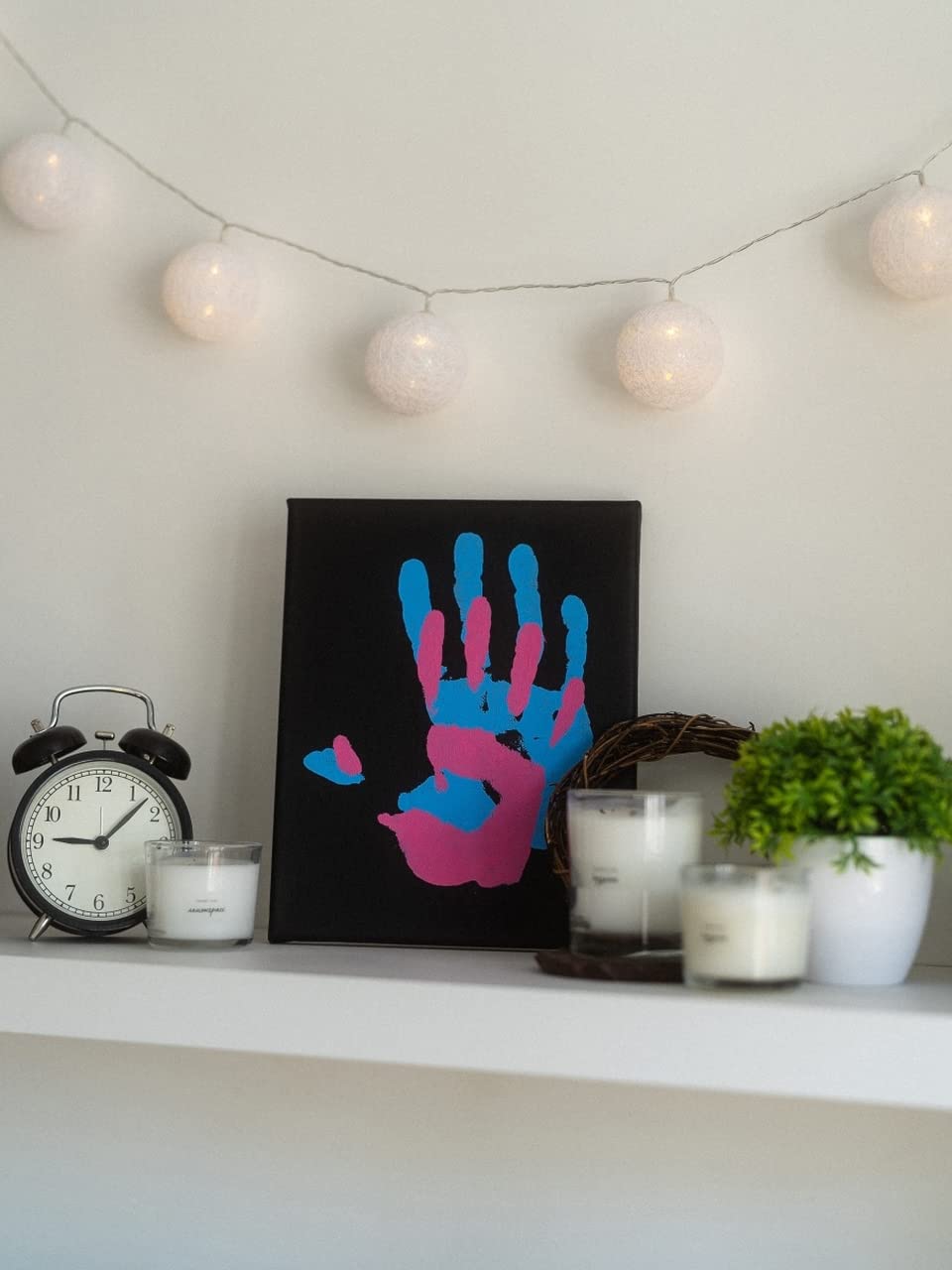 CHERRY CHEERS DIY Couples Canvas Handprint kit, Lovers Customized Special Moments Handmade Gift, Anniversary, Valentine Day Keepsake Gifts Non-Toxic Paints (Black)