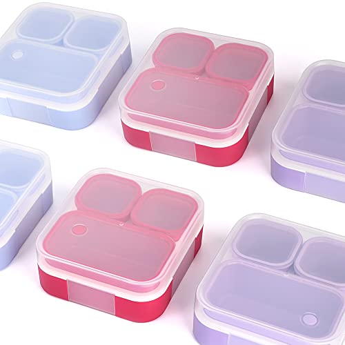 Genteen Leak-Proof Kids Lunch Box, Bento Box with 3 Removable Compartments, Toddler Lunch Box for Daycare, School, Ideal Portion Size for Ages 3 to 7 BPA-Free Dishwasher Safe-Green - Dark Pink