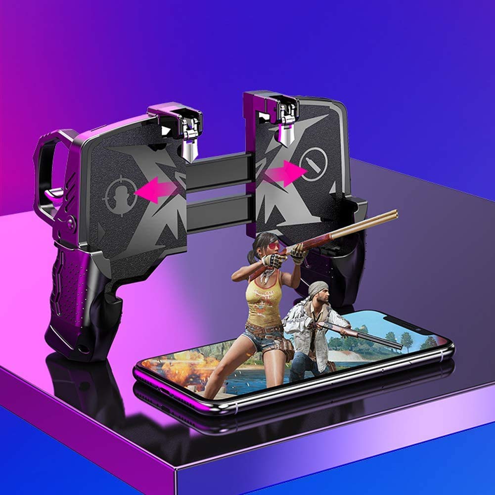 Mobile Game Controller L1R1 Triggers [ 2 Finger ], FPS or Battle Royale Controller Gaming Grip Joystick Gamepad, Shoot Aim Keys for 4.7-6.5" Android/iOS Phone
