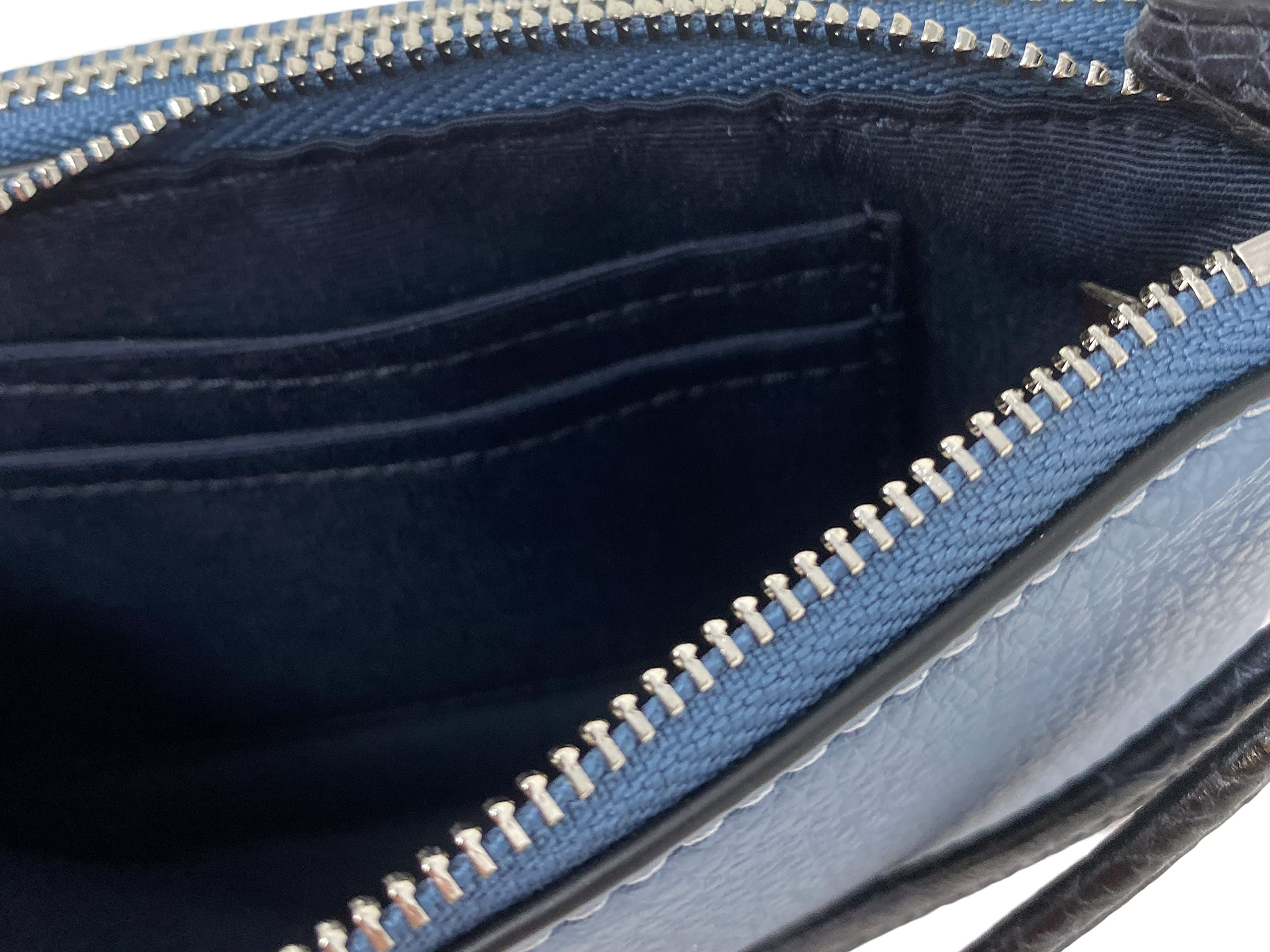 Coach Pebbled Leather Double Corner Zip Wristlet Indigo Style No 6649