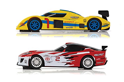 Scalextric LMP & GT Endurance LMP vs GT Oval Slot Car Analog 1:32 Race Track Set C1399T, Yellow/Red & White