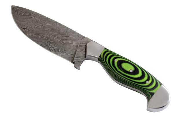 Custom handmade damascus steel fixed blade hunting knife.PPI-08