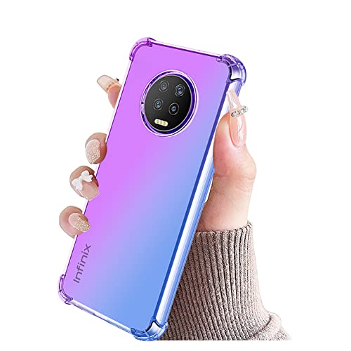 KOARWVC Case for Infinix Note 7 Case, X690 Case, Crystal Clear Case Gradient Slim Anti Scratch TPU Shockproof Protective Phone Cases Cover for Infinix note7 (Purple/Blue)