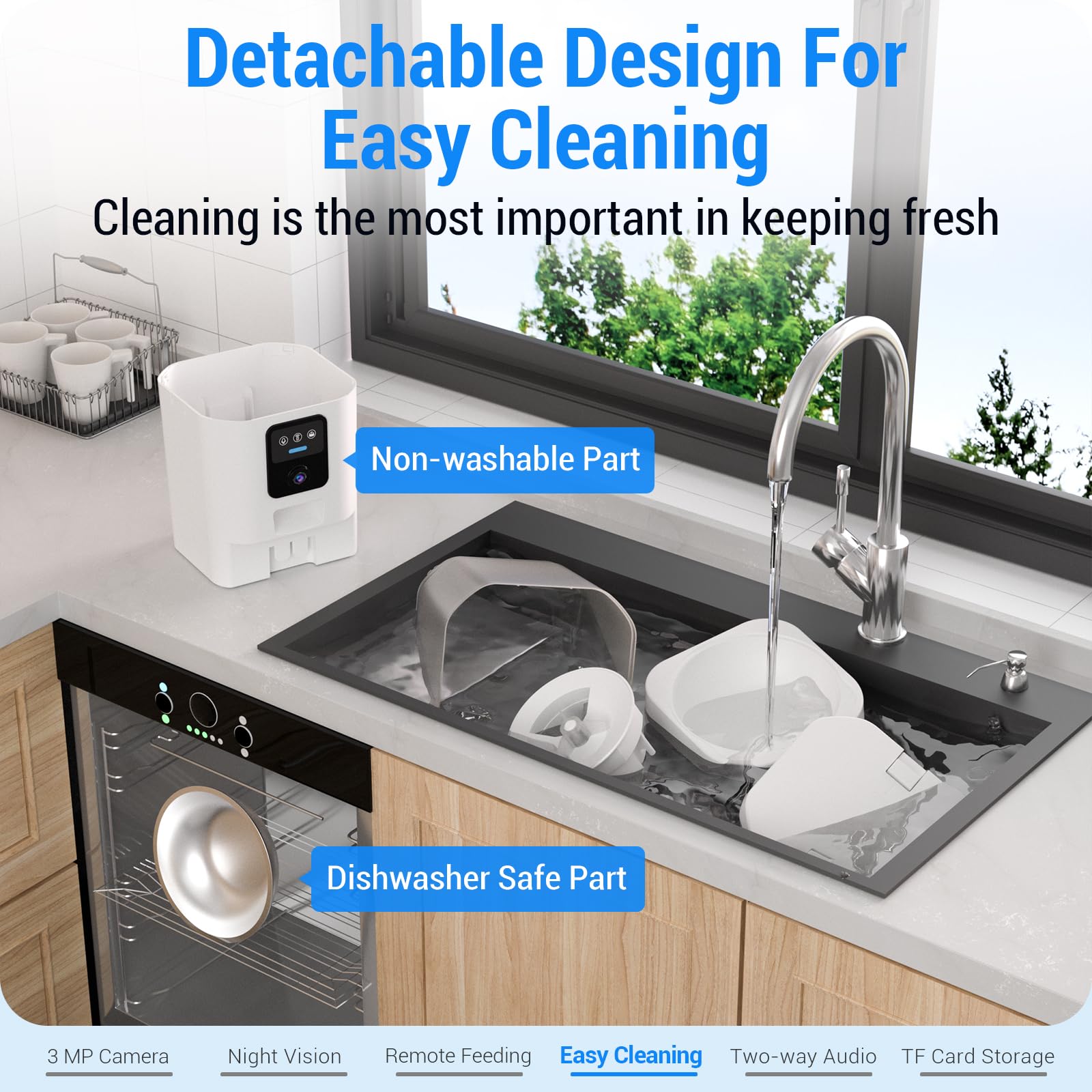 Frienhund Automatic Cat Feeder for 2 Cats: 1080P HD Live View with Night Vision, 5G Automatic Dog Feeder with Two-Way Audio,Detachable for Easy Clean, Record Wonderful Moments for Multiple Pets -29Cup