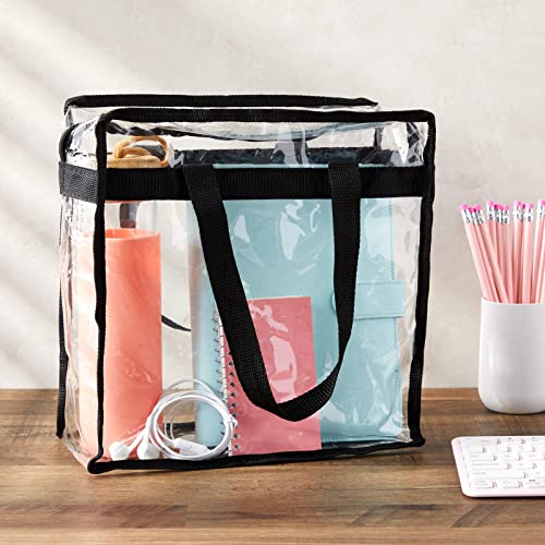 Juvale 2 Pack Clear Stadium Approved Tote Bags, 12x6x12 Large Transparent Totes with Zippers, Handles for Concerts, Sporting Events, Music Festivals, Work, School, Gym