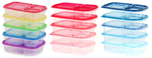 Qualitas Products® Premium Kids Bento Boxes – 3 Compartments, 5 Bento Box Microwave Safe Lunch & Leftover Containers Set for Kids and Adults - Made From Food Grade Plastic