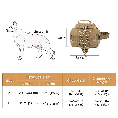 EXCELLENT ELITE SPANKER Dog Pack Hound Dog Saddle Bag Backpack for Travel Camping Hiking Medium & Large Dog with 2 Capacious Side Pockets(COB-L)