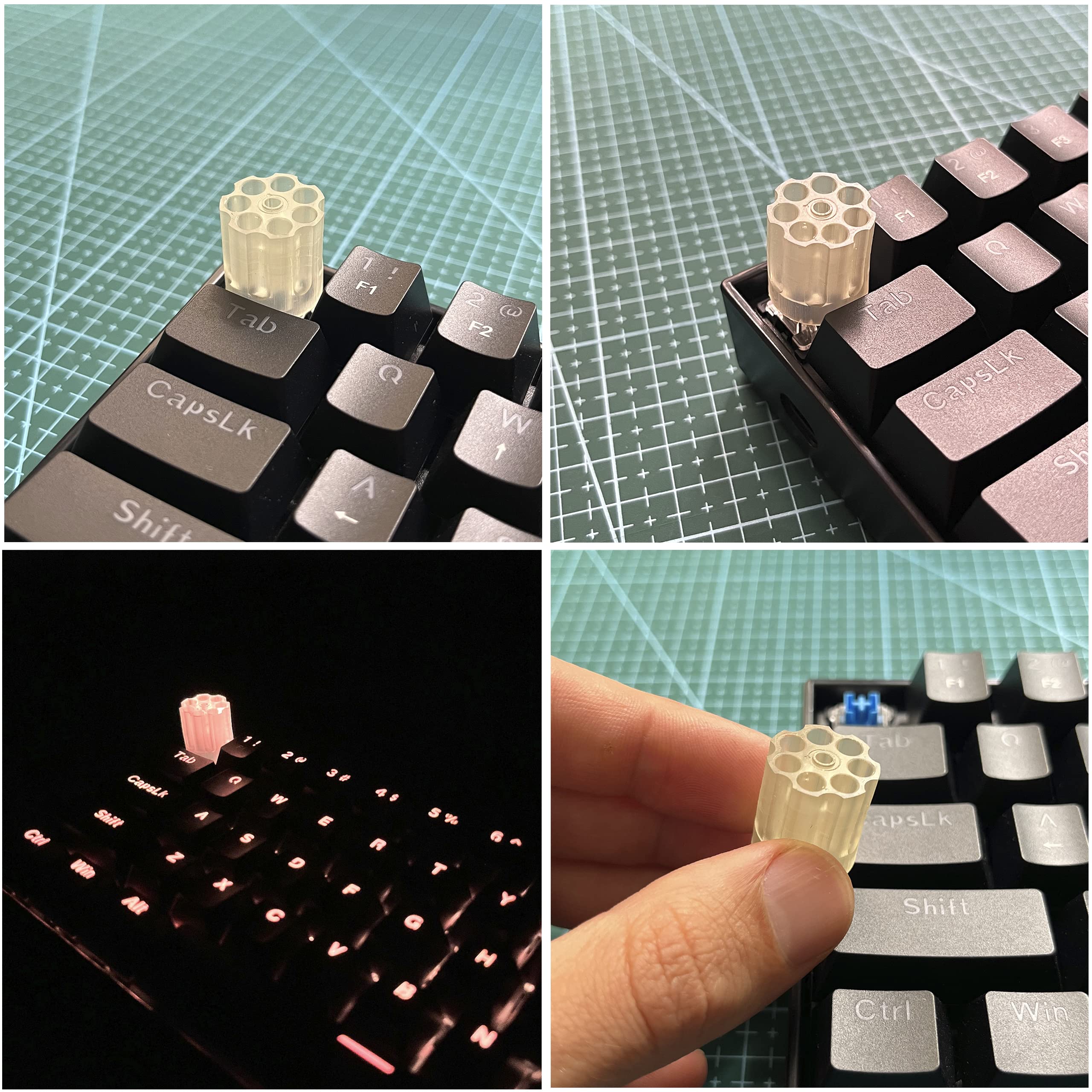 Custom Keycap for Mechanical Gaming Keyboard - Design Revolver Drum - Artisan Cherry MX Made in Resin with Universal Compatibility - Unique Gift Idea (Transparent)