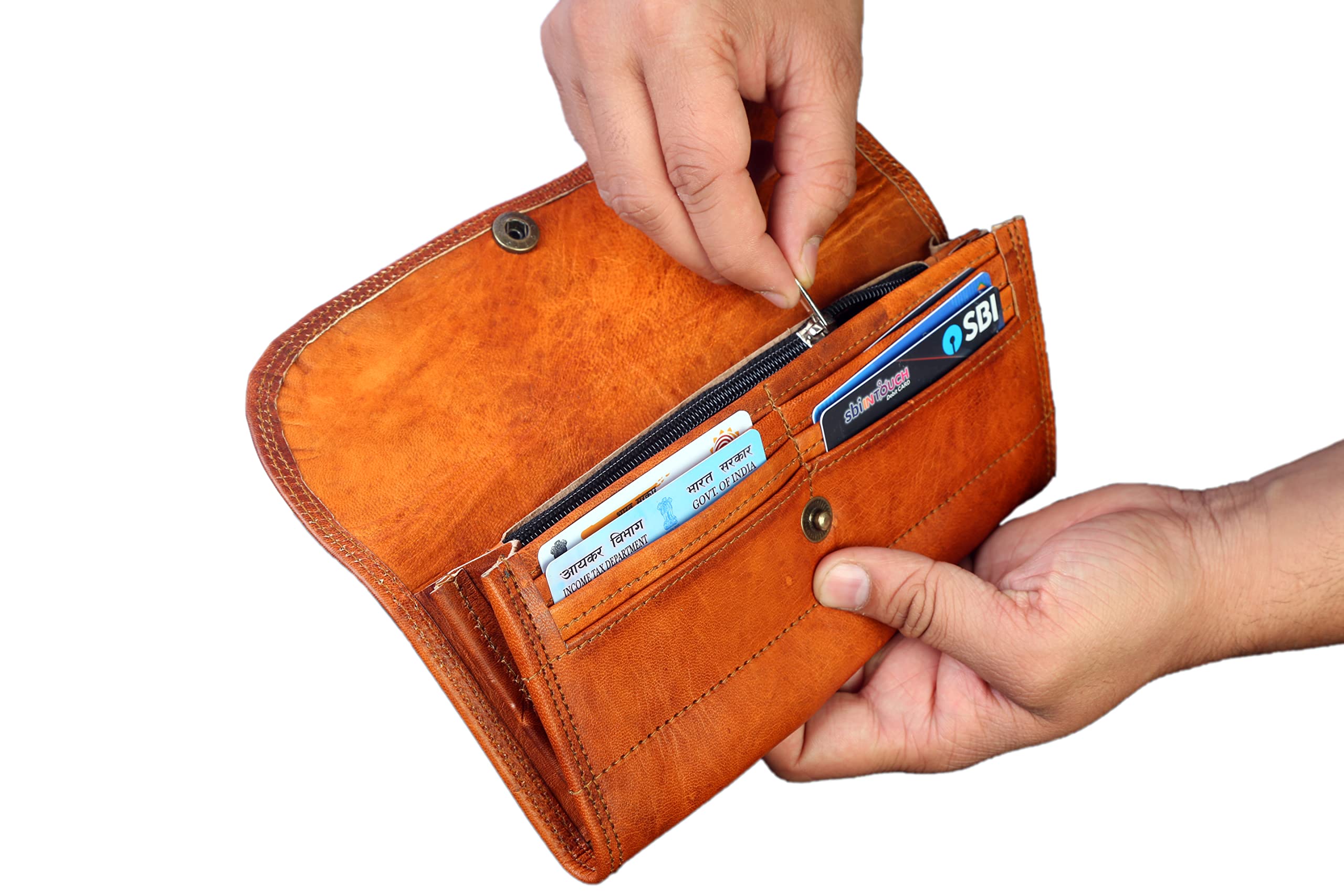 We Mitra Leather Women Purse Flap Wallet Clutch Brown Vintage Stylish