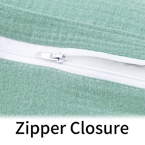 Muslin Nursing Pillow Cover Soft 100% Cotton Feeding Pillow Slipcover Fits Standard Infant Nursing Pillow or Positioner for Boy and Girl, Green