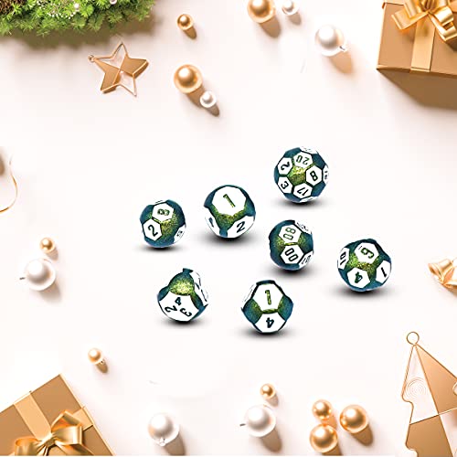 UONUOT 7pcs DND Football Metal Dice Set D&D Polyhedral Dice for Dungeons and Dragons Role Playing Dice Games RPGs (Green)