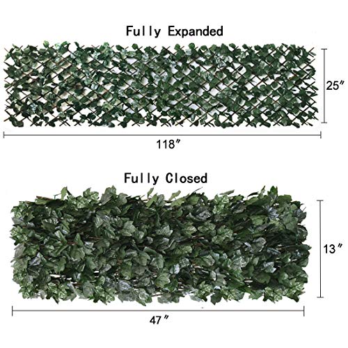 Expandable Fence Privacy Screen for Balcony Patio Outdoor,Decorative Faux Ivy Fencing Panel,Artificial Hedges (2PC,Single Sided Leaves)…