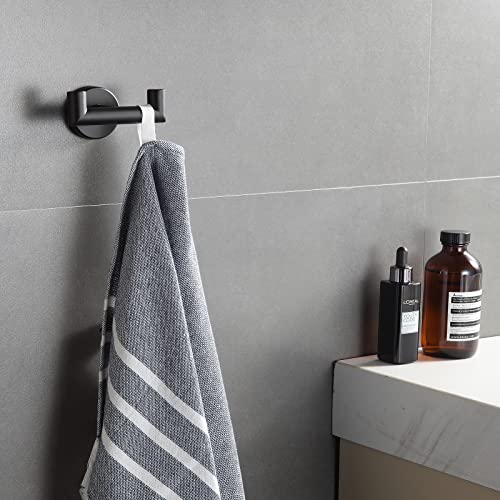 Orlif Double Towel Hook,Black SUS304 Stainless Steel Robe Hook Wall Mounted Bath Towel Hanger Towel Holder Coat Hook for Bathroom, Kitchen, Bedroom, Hotel…
