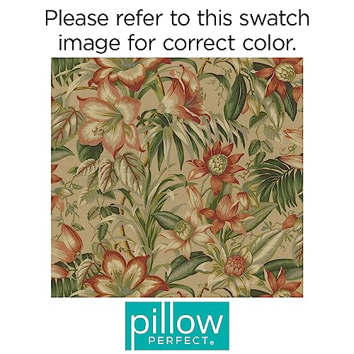 Pillow Perfect Tropic Floral Outdoor Throw Accent Pillow Plush Fill, Weather, and Fade Resistant, 2 Count (Pack of 1), TAN