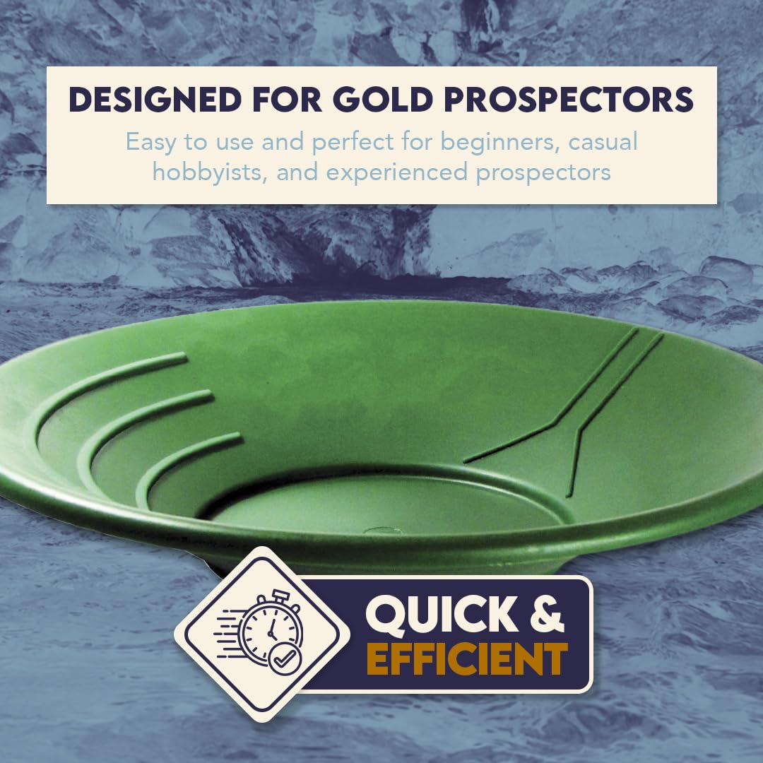 SE 14 Inch Gold Panning Pan - Three Riffles for Easier Mining and Prospecting (4 Pack Green)