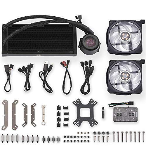 Cooler Master MasterLiquid ML240P Mirage ARGB Close-Loop AIO CPU Liquid Cooler, 240 Radiator, Transparent Pump, Addressable RGB Lighting, Dual MF120 Fans for AMD Ryzen, TR4 /Intel LGA1151