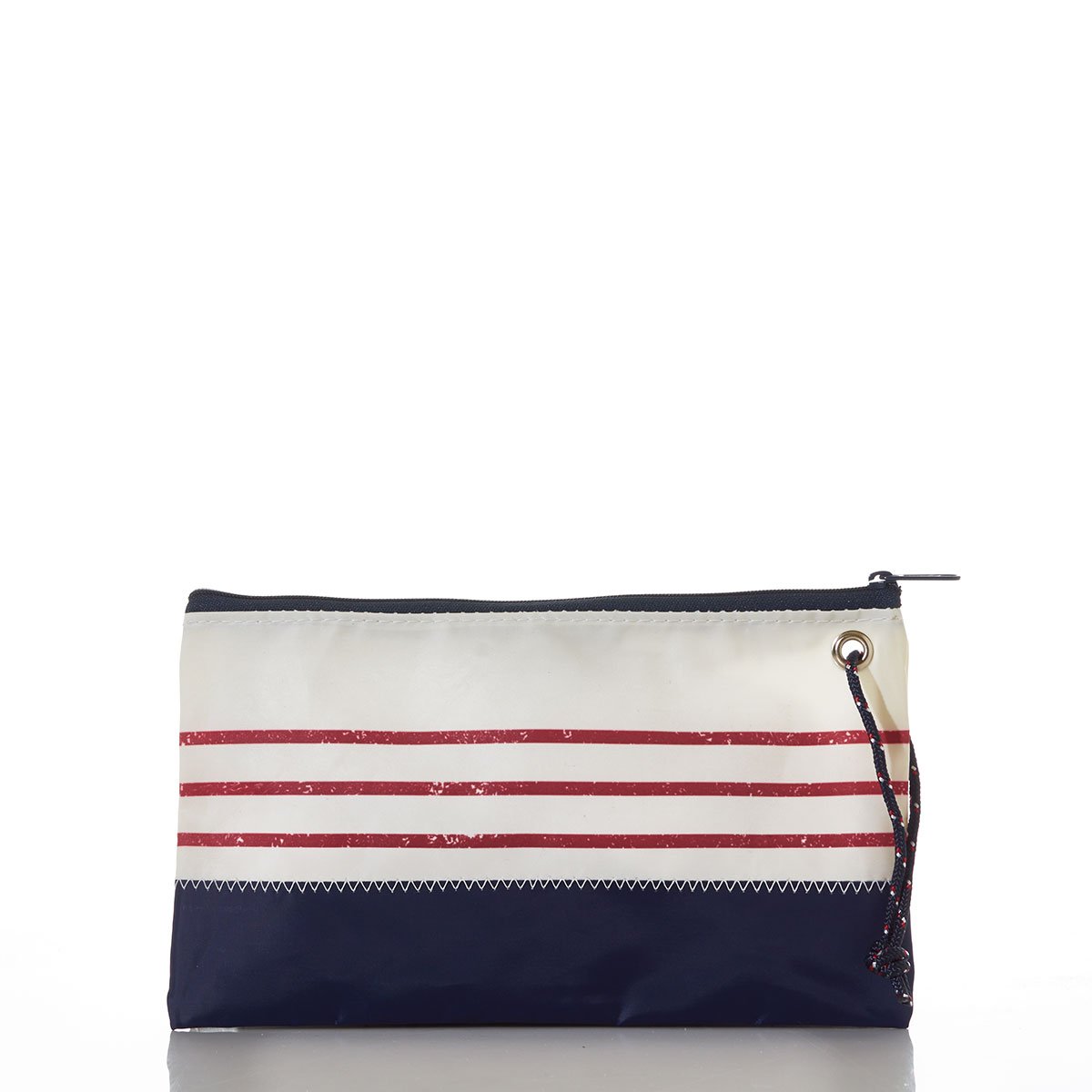 Sea Bags Recycled Sail Cloth Red Mariner Stripe Large Wristlet Zip Top Large Wristlet Purse Cell Phone Wristlet Zippered Wallet with Strap