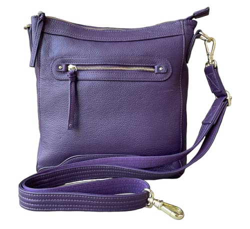 CCWBAGS Genuine Leather Cross Body Concealed Carry Purse, Purple