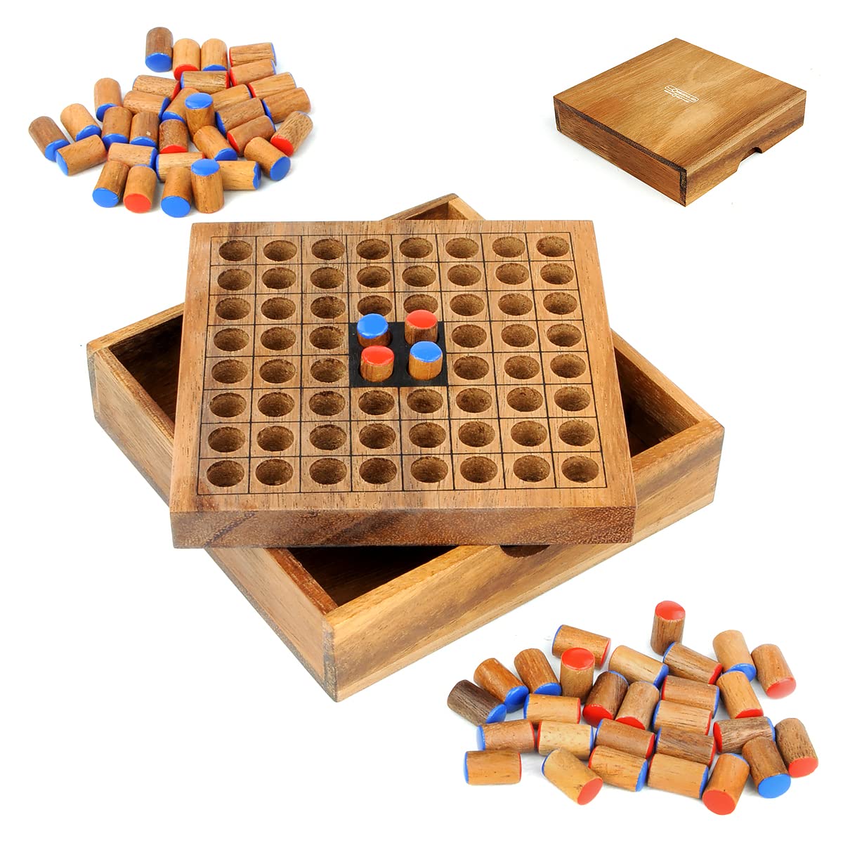 Logica Puzzles Art. Othello - Board Game in Fine Wood - Strategy Game for 2 Players - Travel Version
