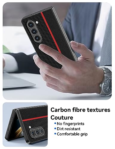 Quikbee [Samsung Galaxy Z Fold 5 Case], for Samsung Galaxy Z Fold 5 [Mil-Grade Protection],Full Body Protective Bumper,Carbon Fibre Texture,Anti-Slip and Ultra-Thin, Protective Case - Red.