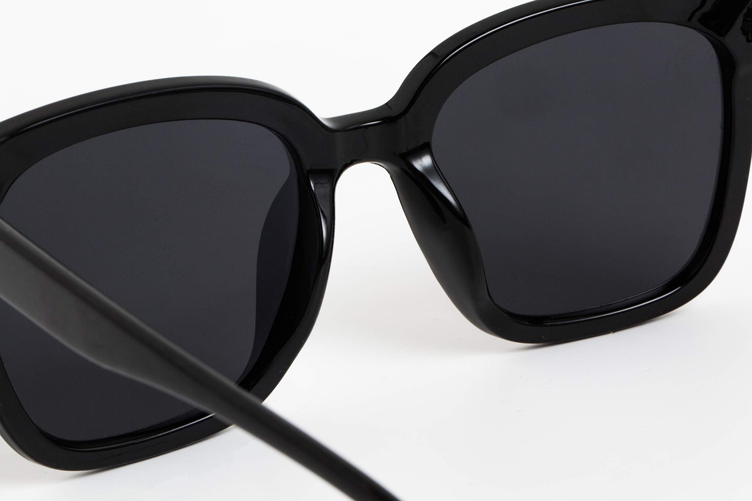 MUAMUA Women Fashion Polarized Sunglasses Oversized Square Men Sun Glasses UV400 Lightweight Black