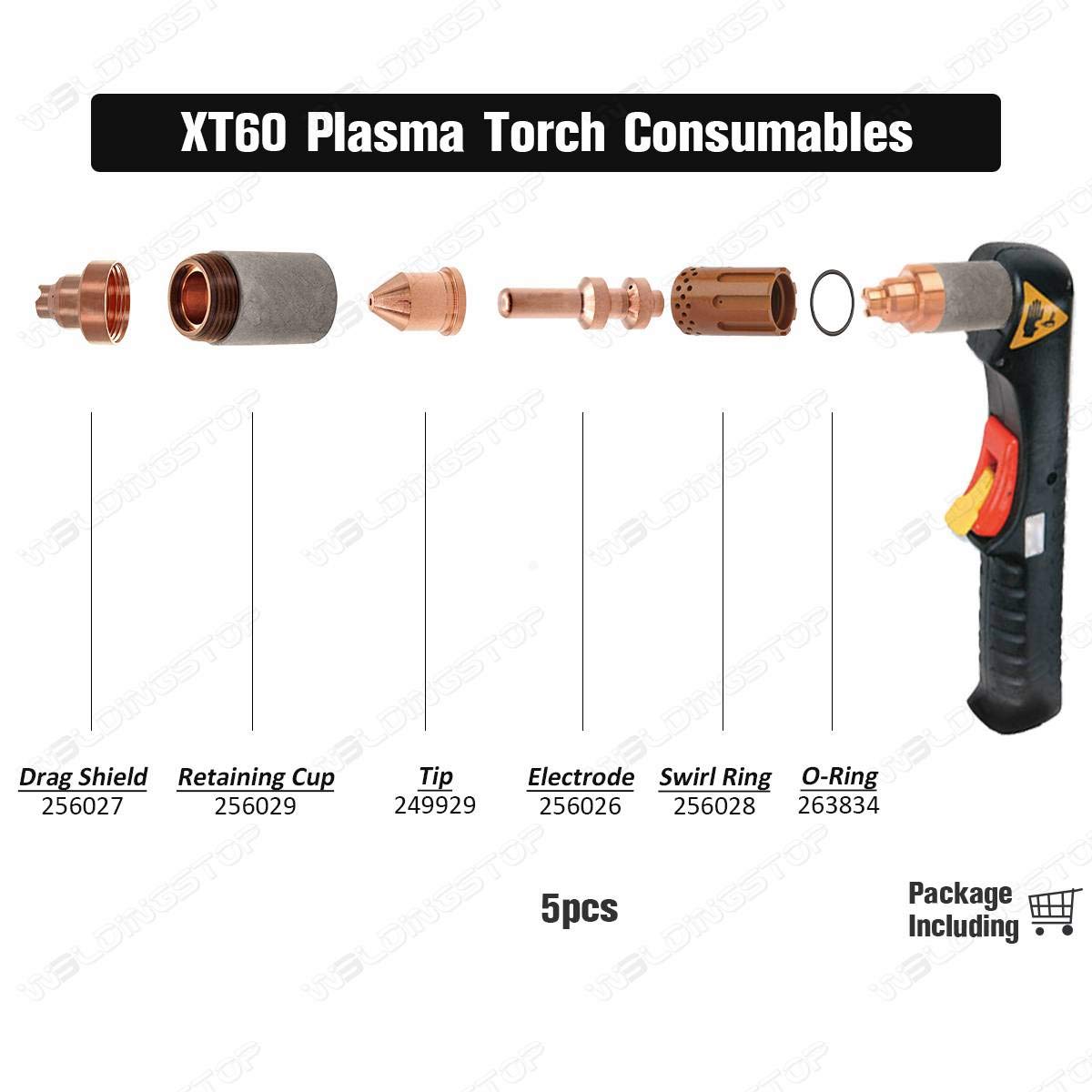 WS 674234/256026 Plasma Electrode Adapt Miller XT60 Torch QTY-5